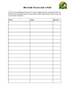 Sign-Up Sheet for Pods | PlantPure Communities